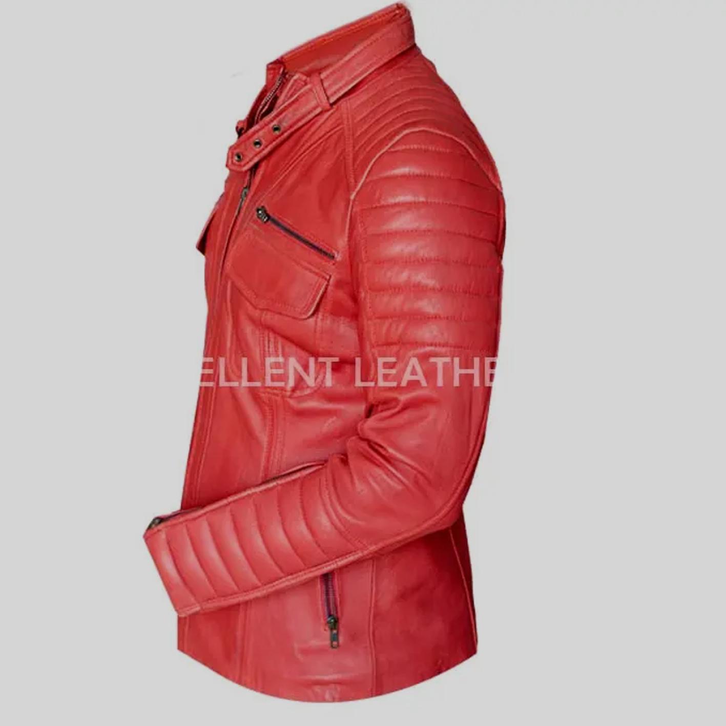 Leather Jacket Red Men - Excellent Leather Shop