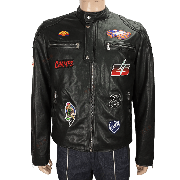 Custom Patches Men's Cafe Racer Black Jacket