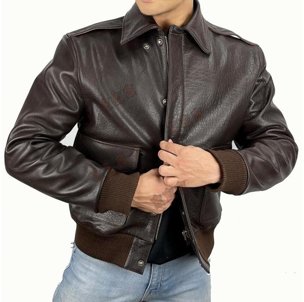 A-2 Brown Flight Leather Jacket ELSMJ1120 - Excellent Leather Shop